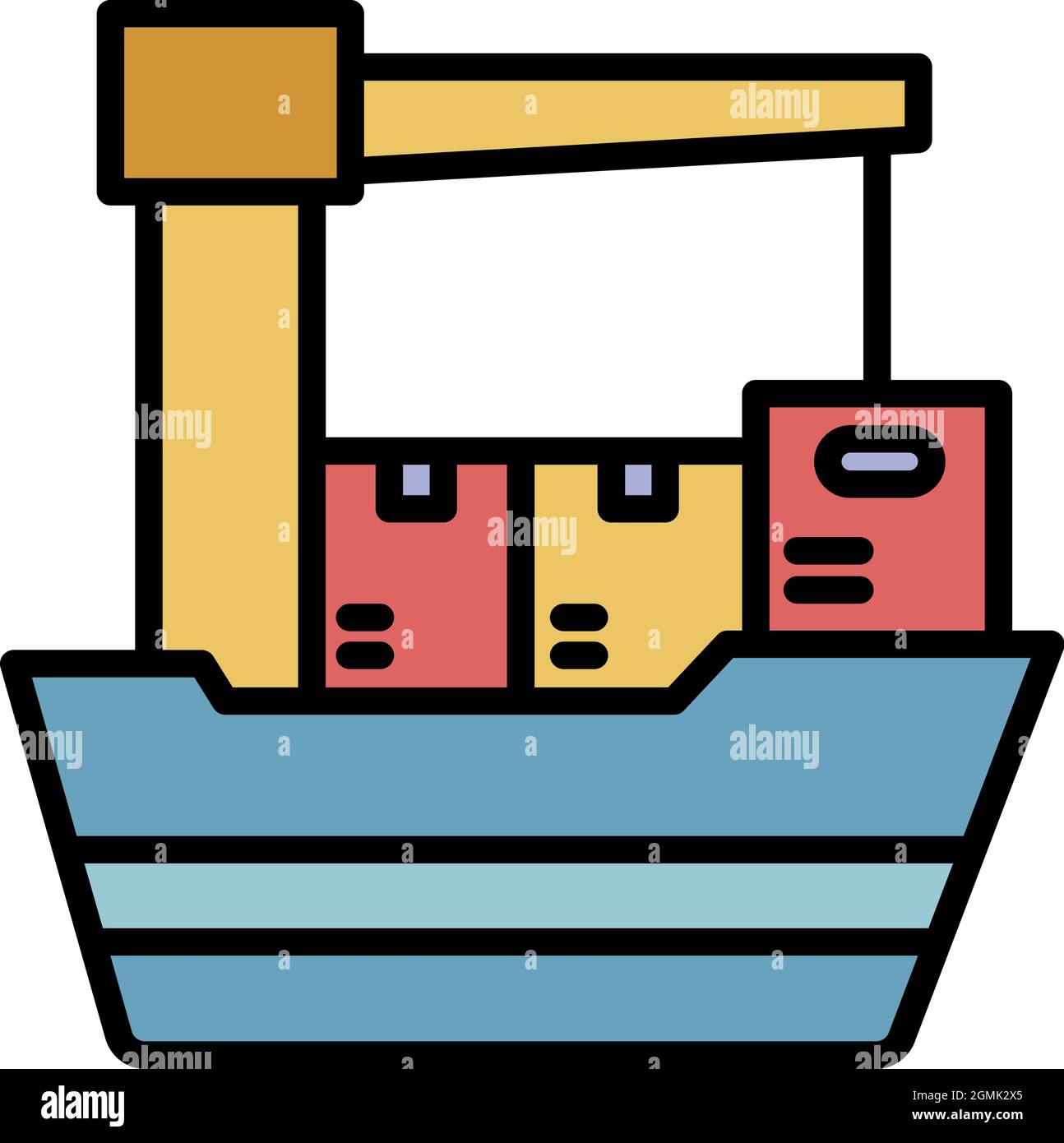 Export ship icon. Outline export ship vector icon color flat isolated ...