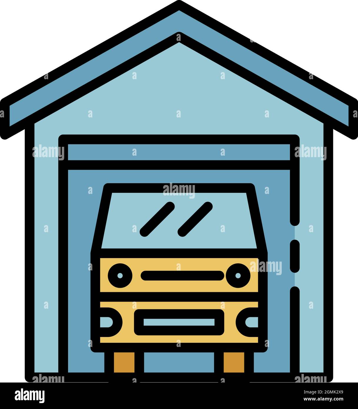Truck loading icon. Outline truck loading vector icon color flat ...