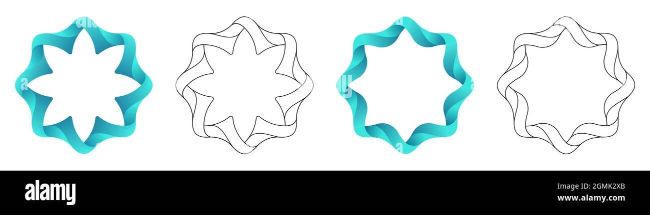 Set of four abstract circular logo elements isolated on white ...