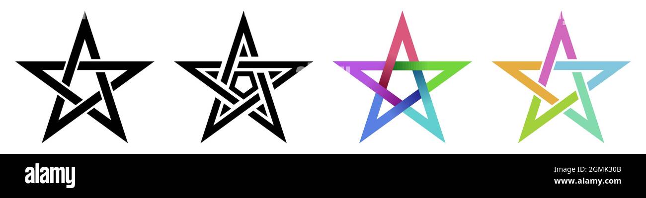 Set of five star symbols, star icons. Flat design. Logos, isolated on ...