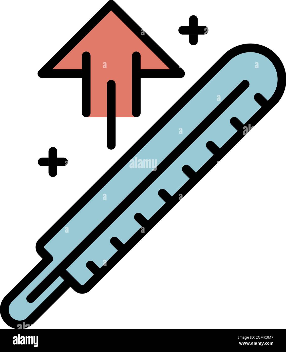 Body temperature up icon. Outline body temperature up vector icon color ...