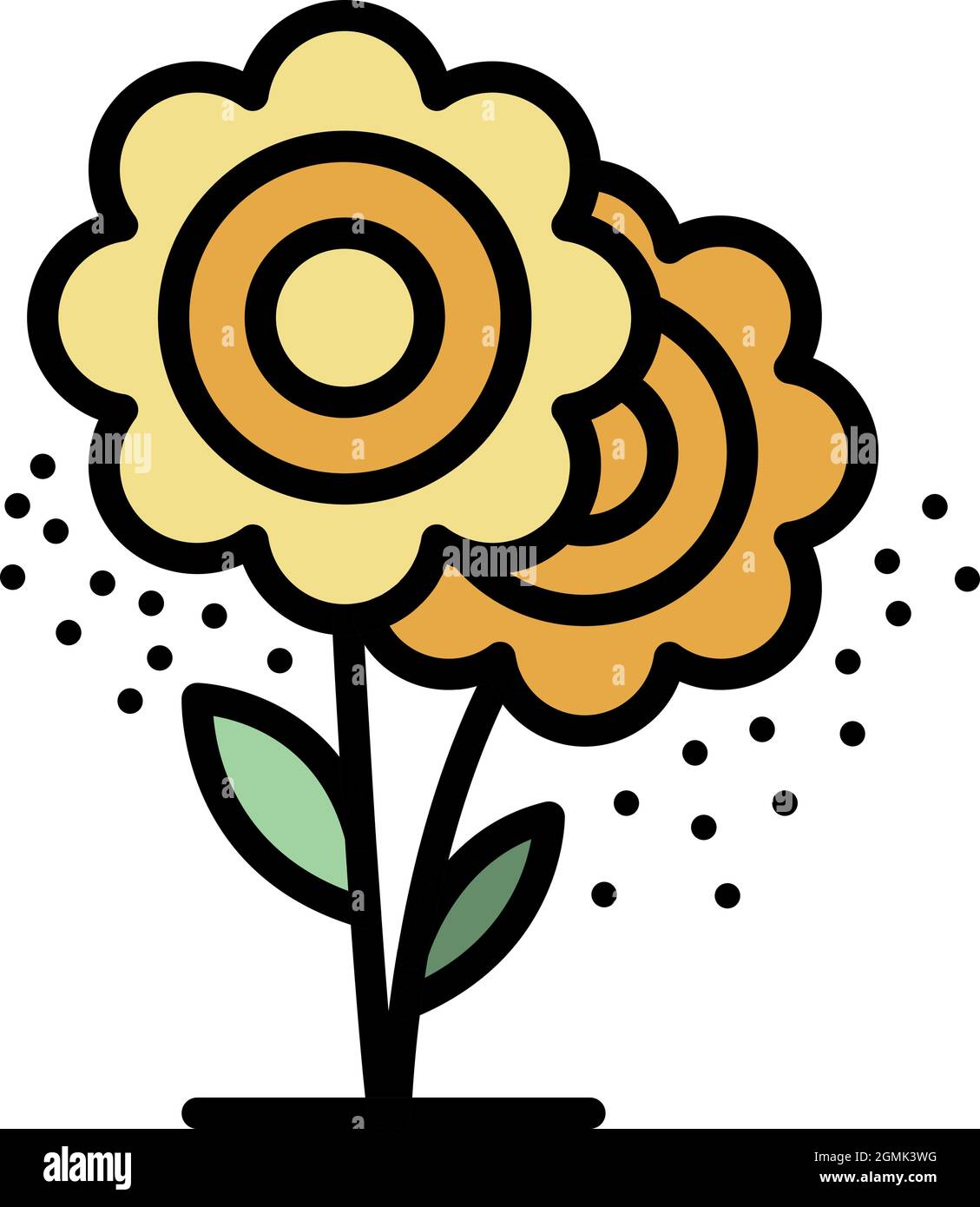 Allergy flower icon. Outline allergy flower vector icon color flat ...