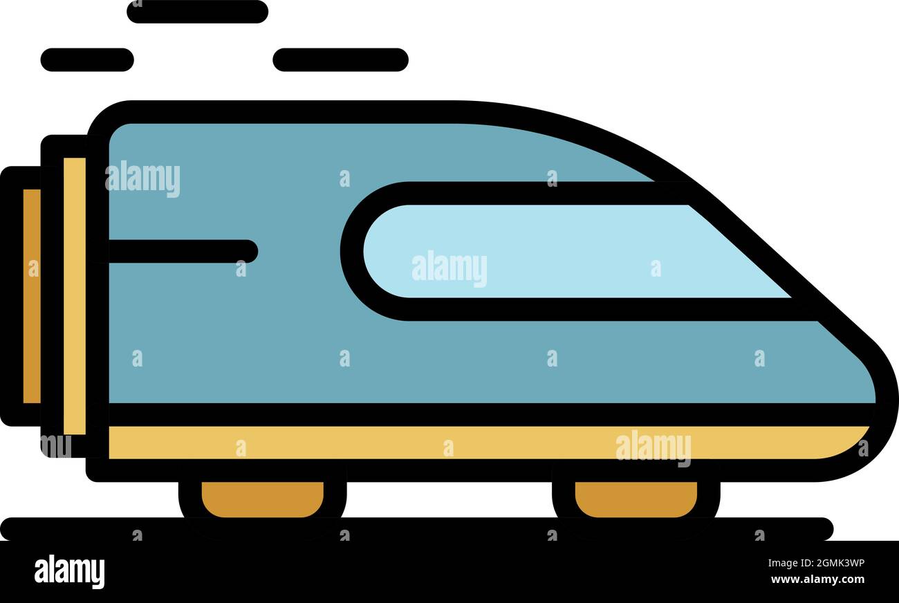 Fast train icon. Outline fast train vector icon color flat isolated ...