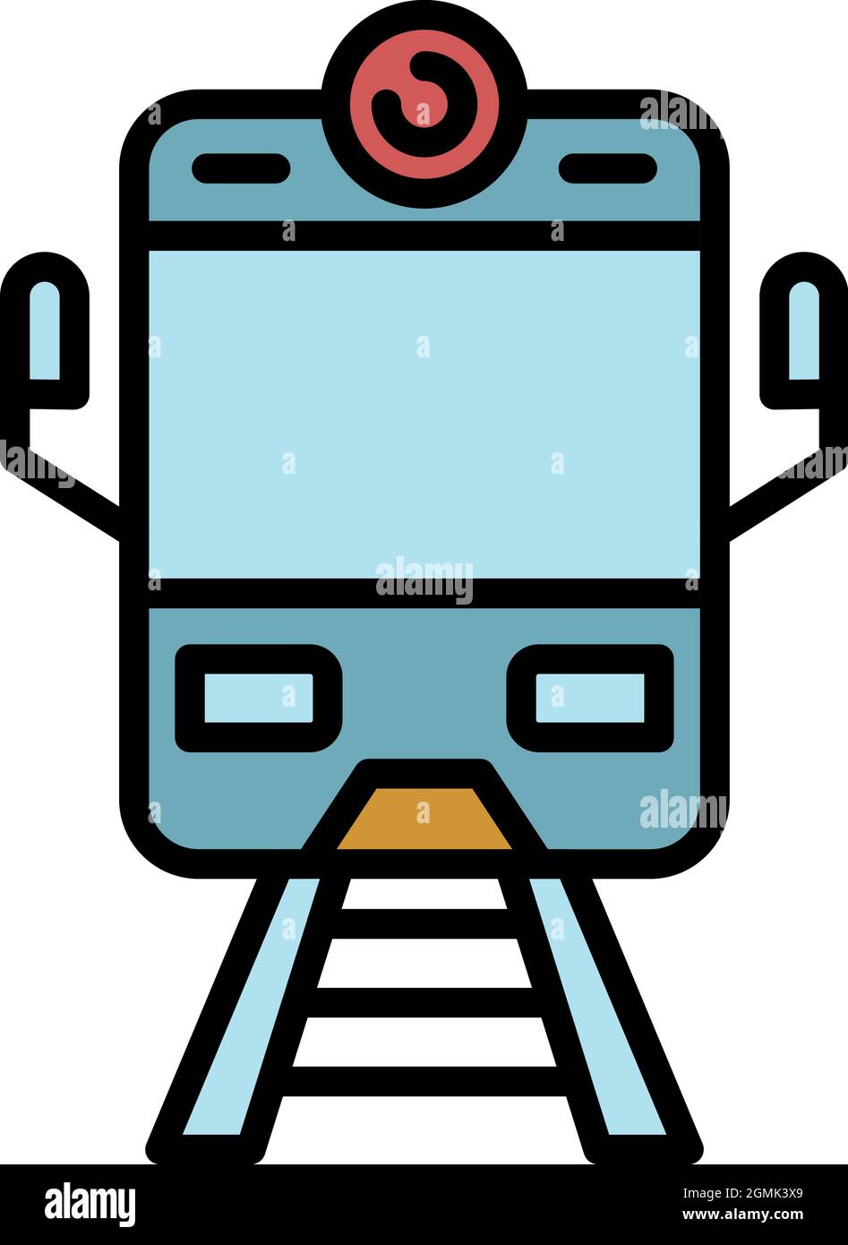 Arriving train front view icon. Outline arriving train front view ...