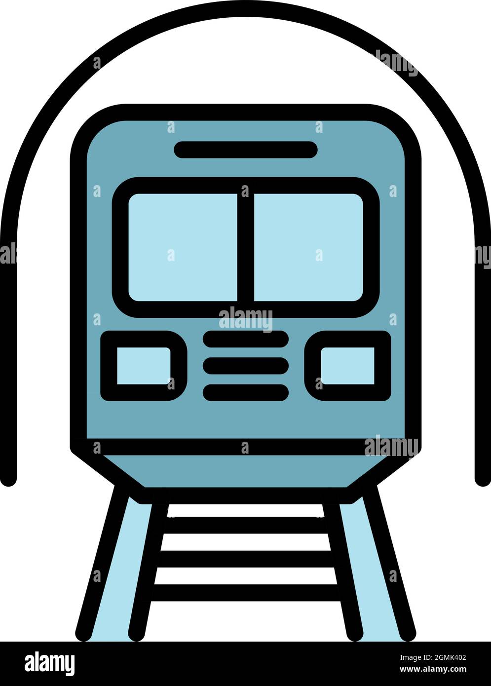 Subway train icon. Outline subway train vector icon color flat isolated ...