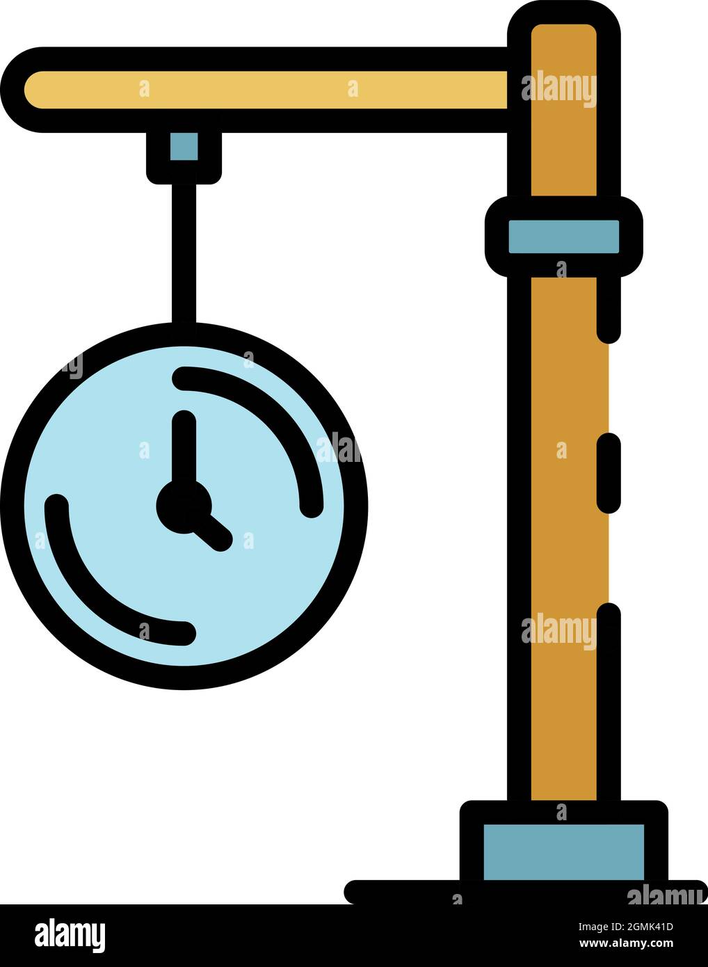 Station clock icon. Outline station clock vector icon color flat ...