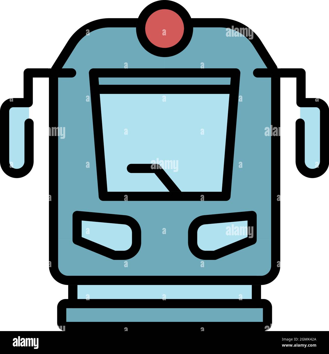 Train front view icon. Outline train front view vector icon color flat ...