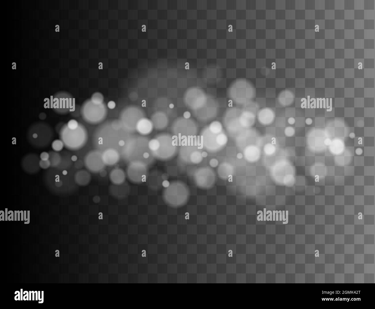 Shining bokeh isolated on transparent background. Bokeh lights with glowing particles isolated ...