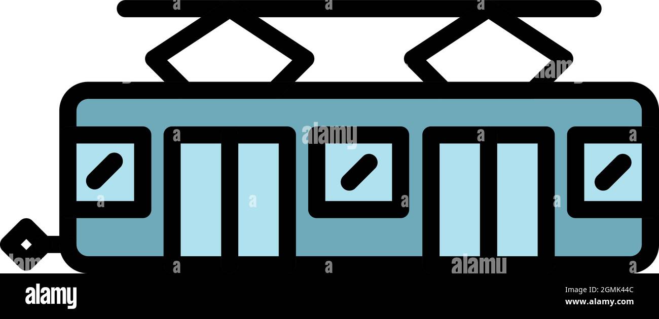 Electric train icon. Outline electric train vector icon color flat ...