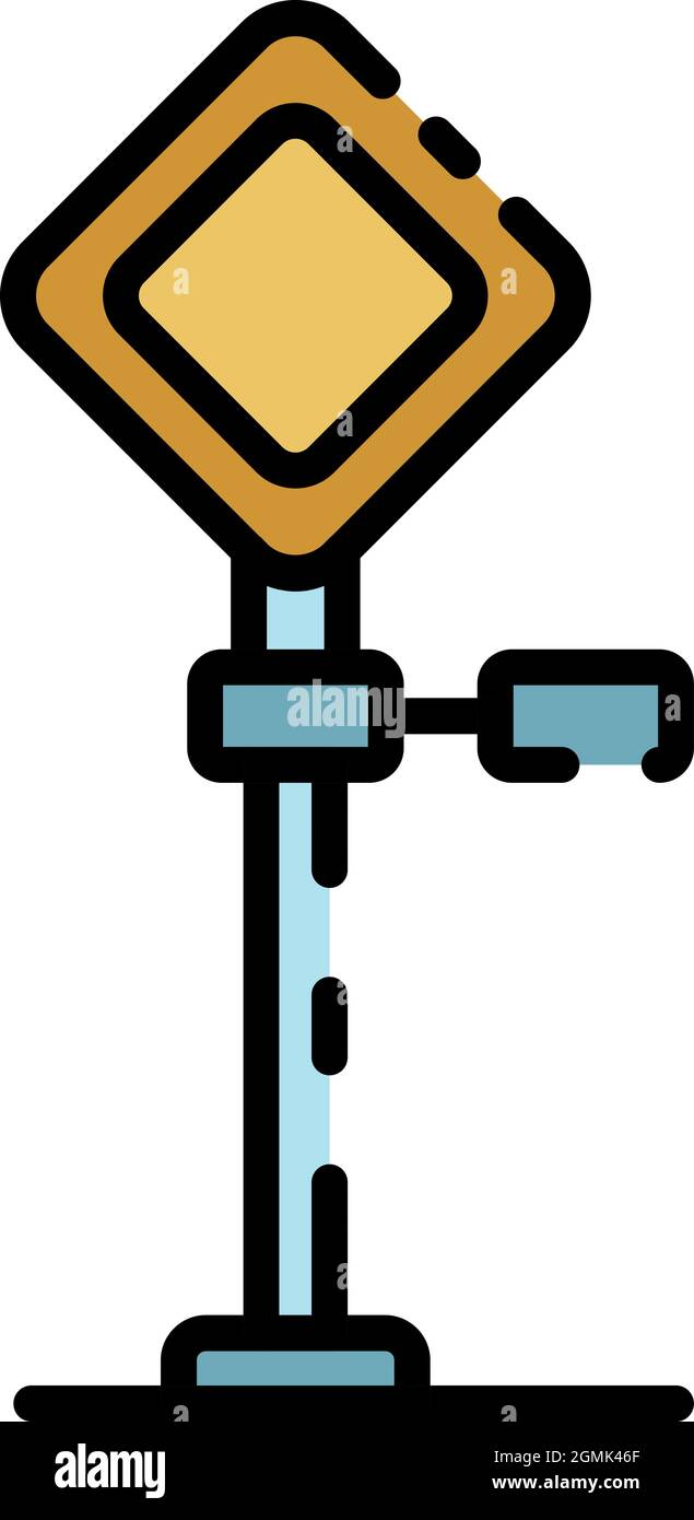 Railway sign icon. Outline railway sign vector icon color flat isolated ...