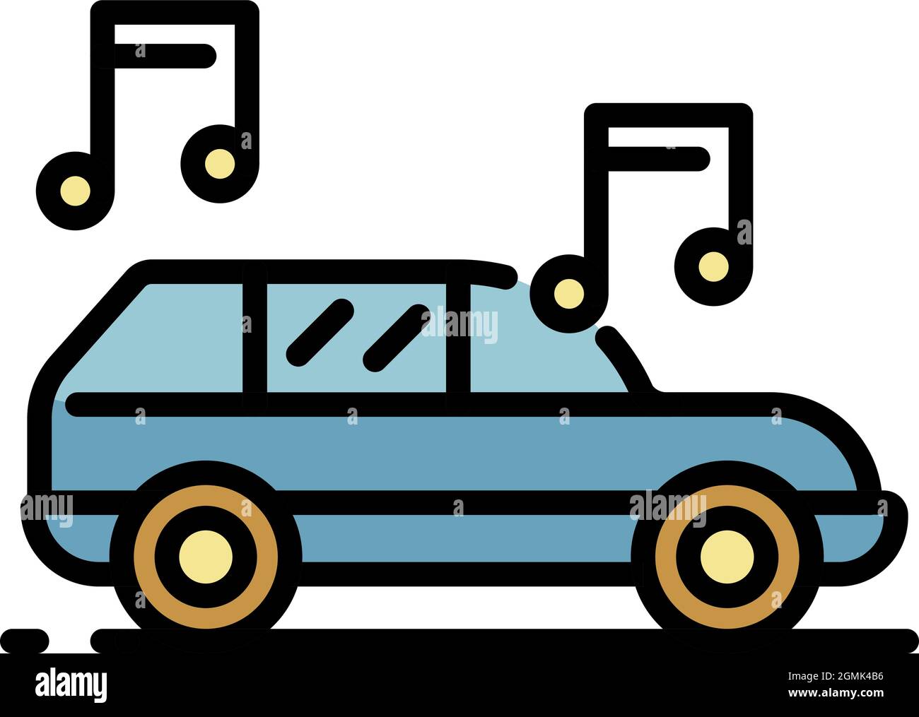 Nice music from the car icon. Outline nice music from the car vector ...