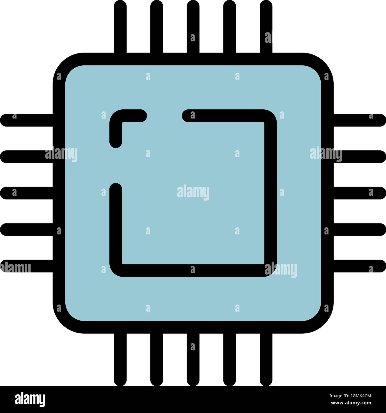 Microprocessor icon. Outline microprocessor vector icon color flat ...