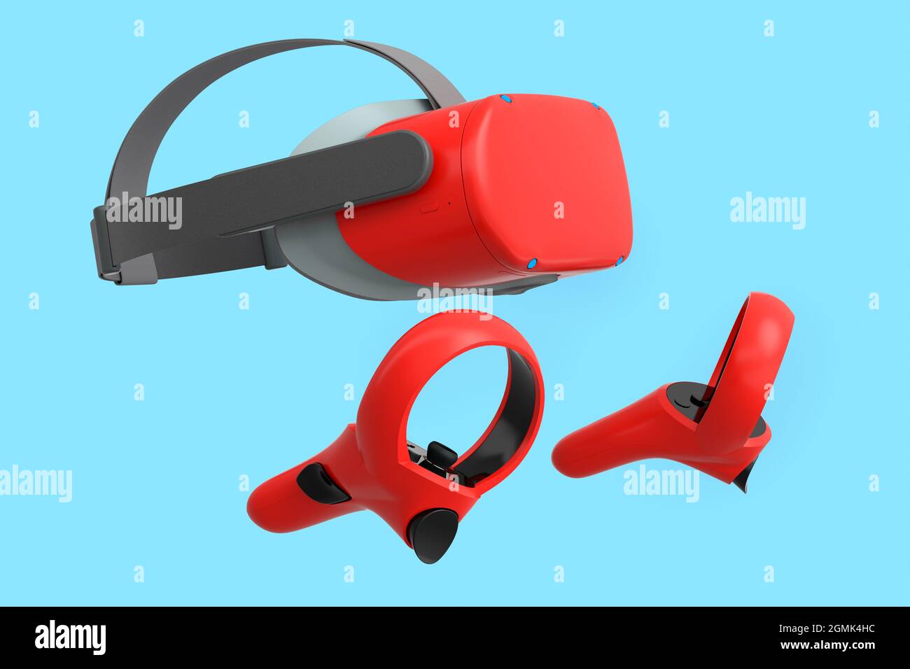Virtual reality glasses and red controllers for online and cloud gaming ...