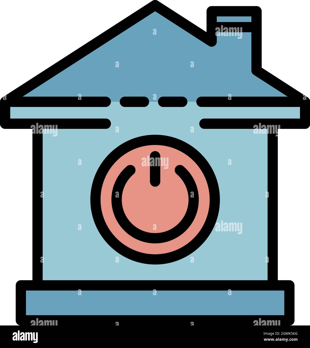 Smart home power button icon. Outline Smart home power button vector ...