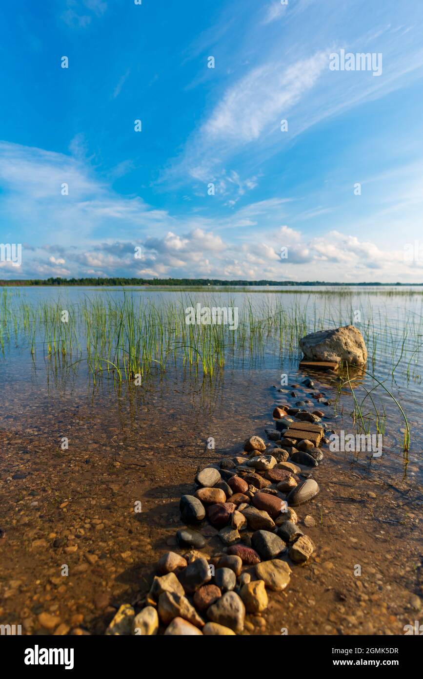 Beautiful lakeshore of Duncan Bay at Cheboygan State Park in northern ...