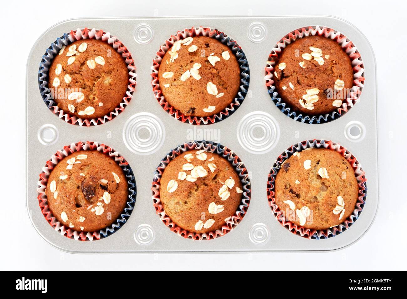 Fresh baked banana oat chocolate chip muffins in patriotic Stars and ...