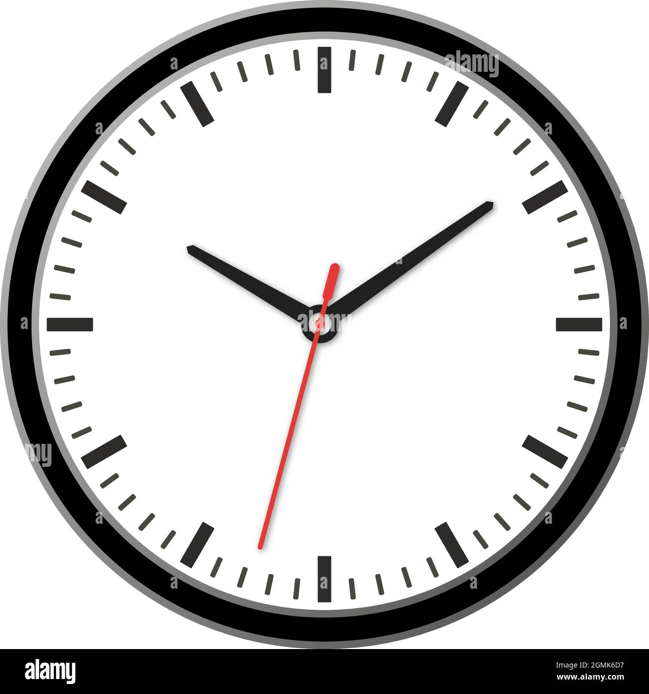 Vector simple classic round wall clock on white background. Vector ...