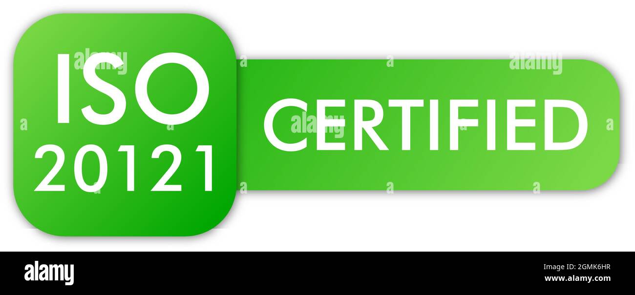 ISO 20121 Certified badge, icon. Certification stamp. Flat design ...