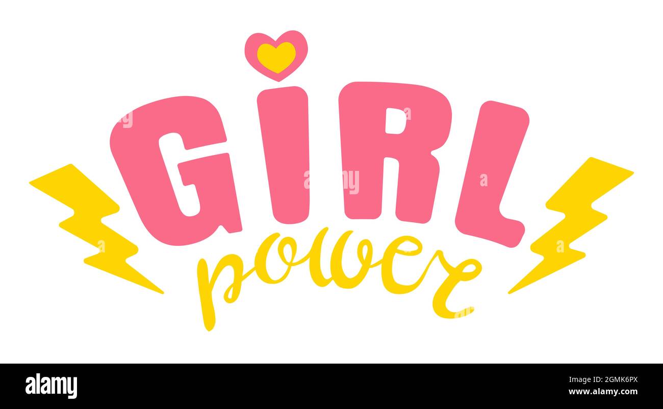 Vector vintage logo of girl power for womans day. Retro emblem for ...