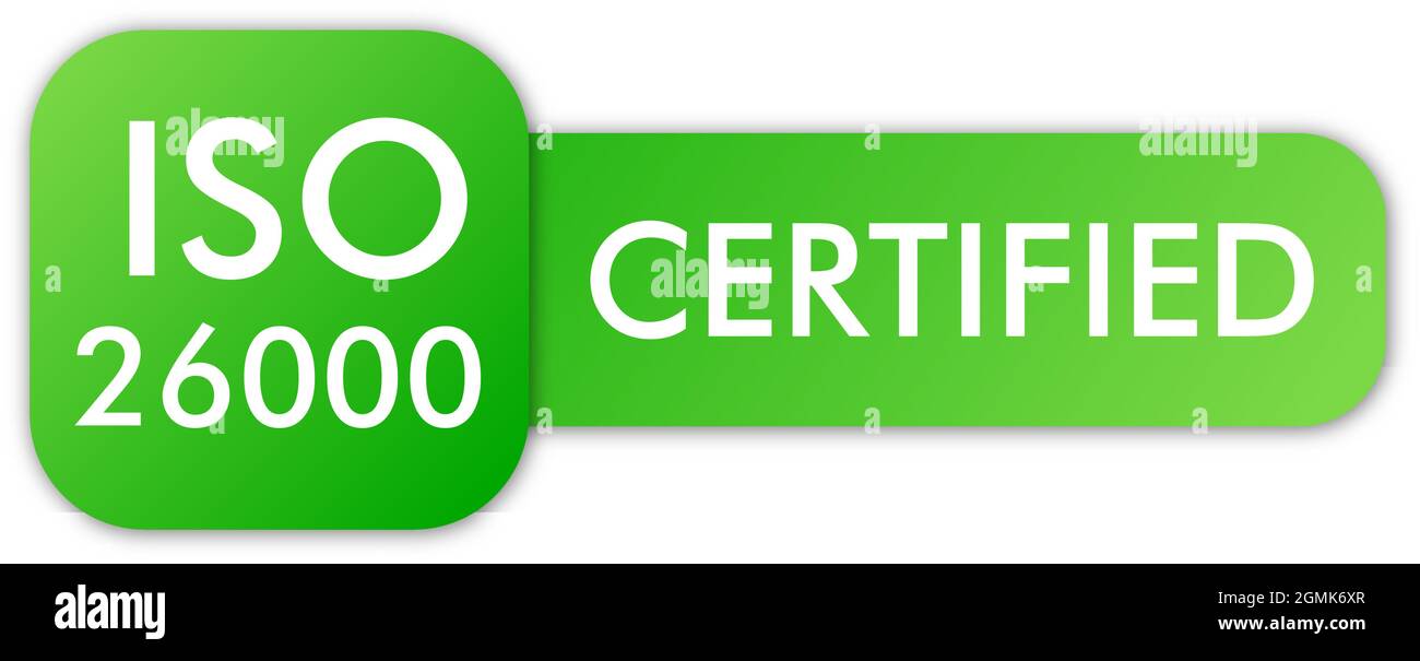 ISO 26000 Certified badge, icon. Certification stamp. Flat design ...