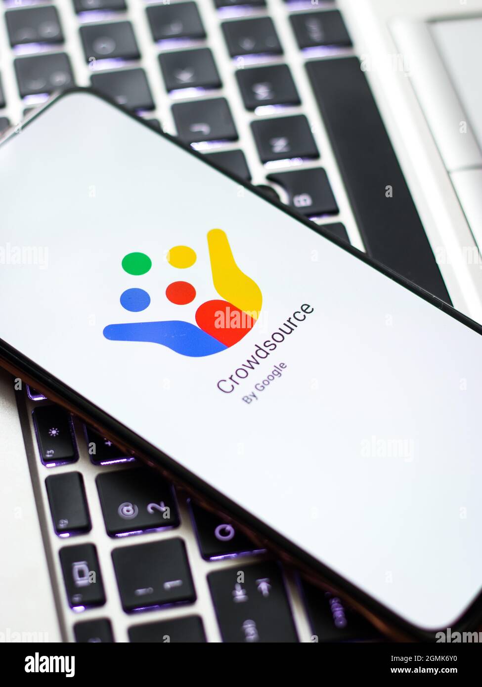 West Bangal, India - August 21, 2021 : Google Crowdsource logo on phone ...