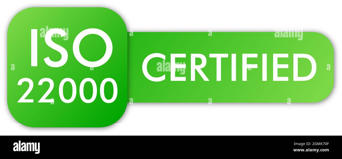 ISO 22000 Certified badge, icon. Certification stamp. Flat design ...