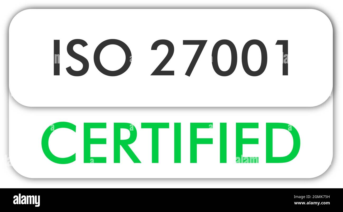 ISO 27001 Certified badge, icon. Certification stamp. Flat design ...