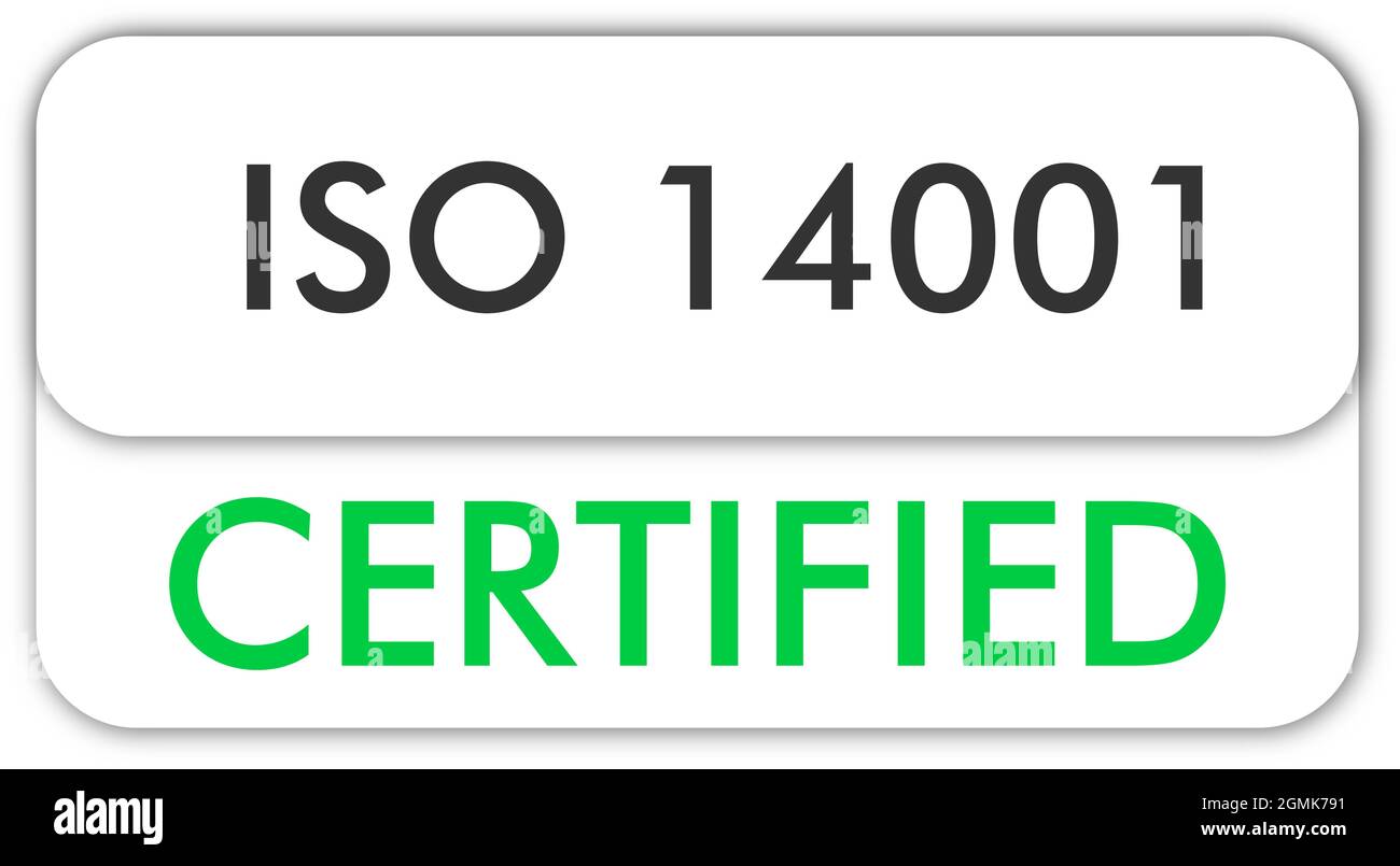 ISO 14001 Certified badge, icon. Certification stamp. Flat design vector. Vector illustration ...