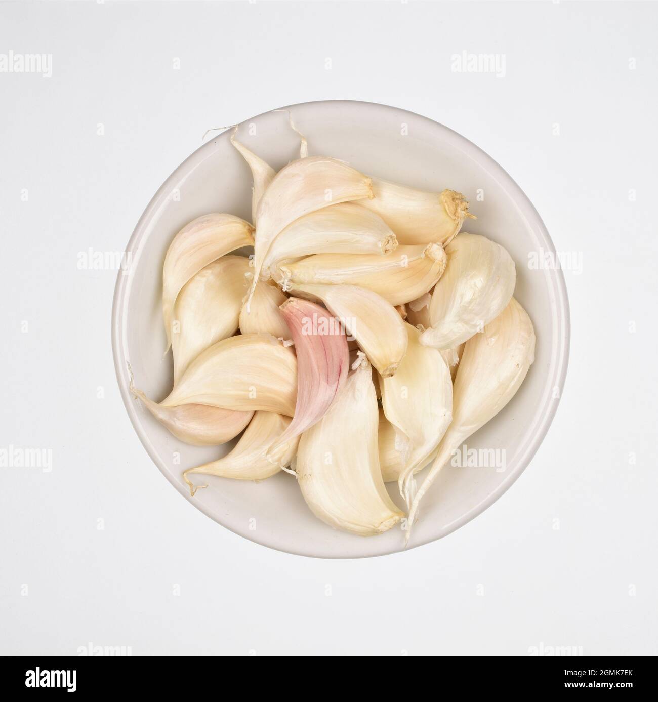 Top View of Garlic in Bowl Isolated on White Background with Clipping ...