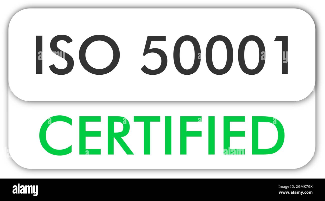 ISO 50001 Certified badge, icon. Certification stamp. Flat design ...