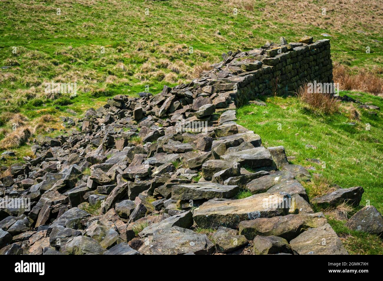 Curved drystone target wall at an old firing range from the Boer War ...