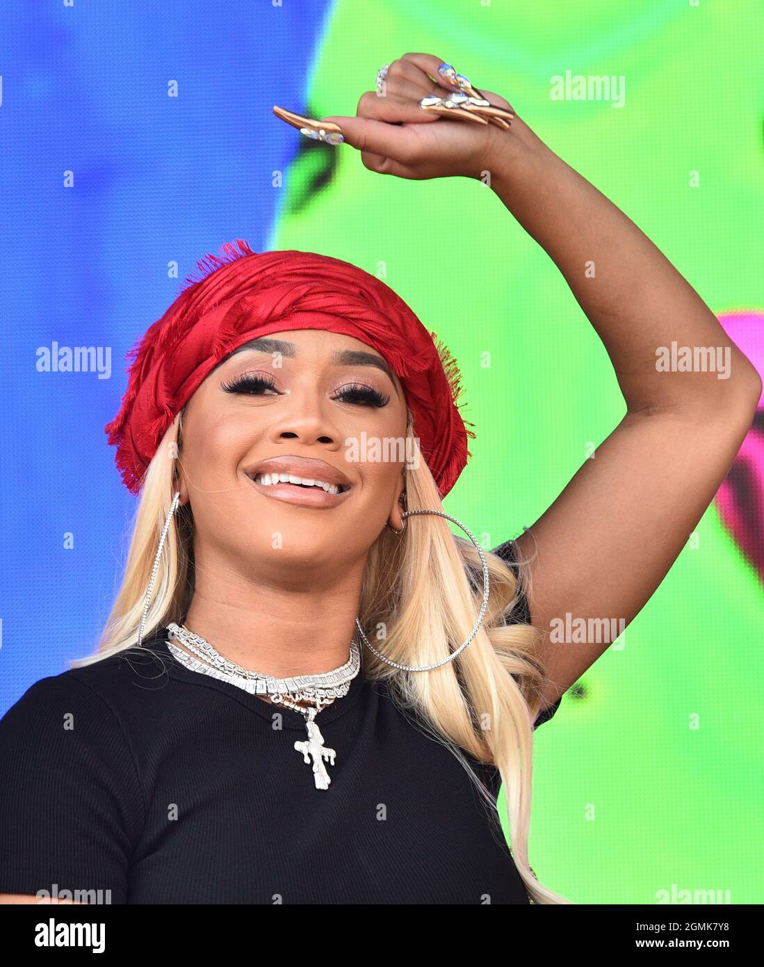 Saweetie performs on the Daytime Stage at the 2021 iHeartRadio Music ...