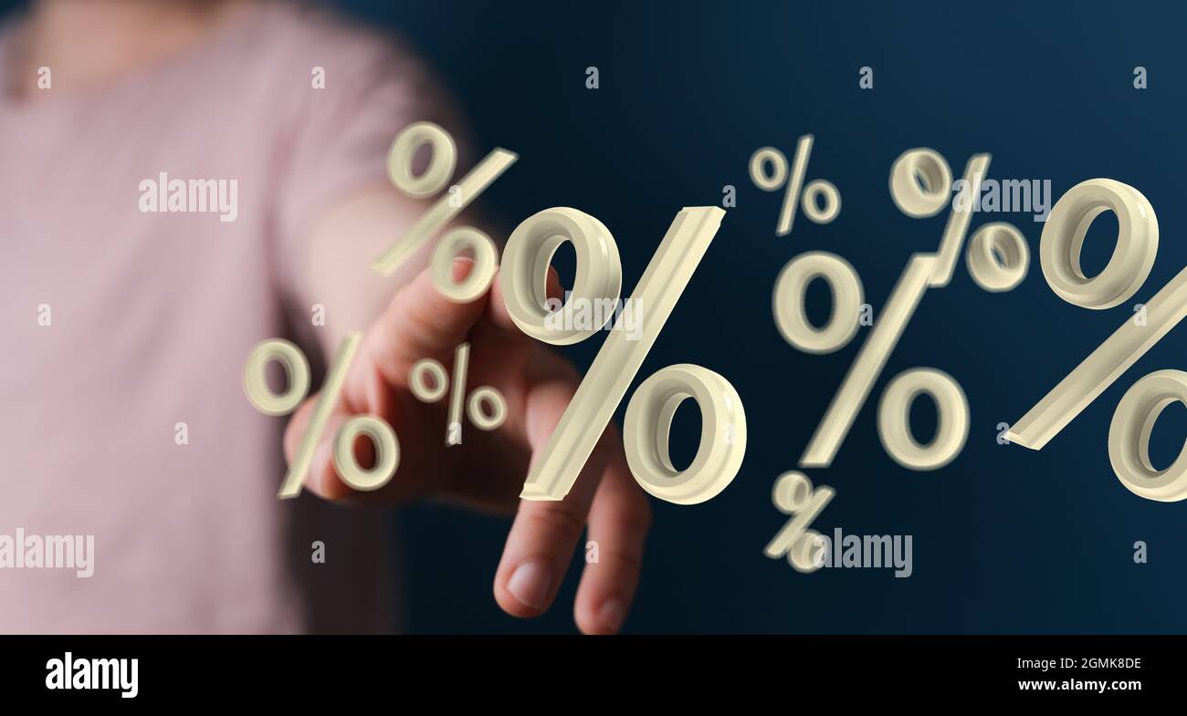 A 3D rendering of percent symbols in the blurred background Stock Photo ...