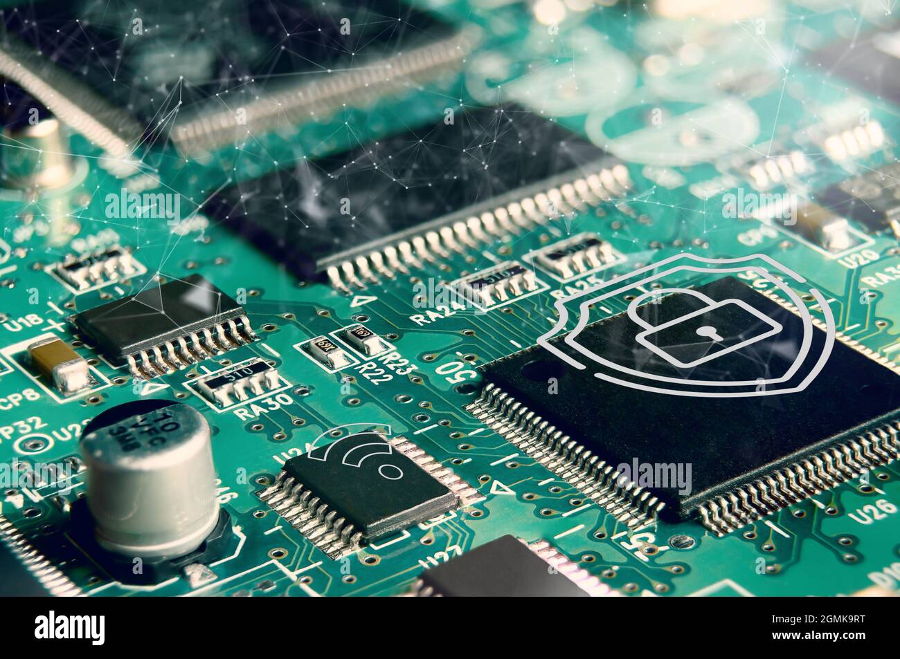printed circuit board with active and passive surface mounted ...