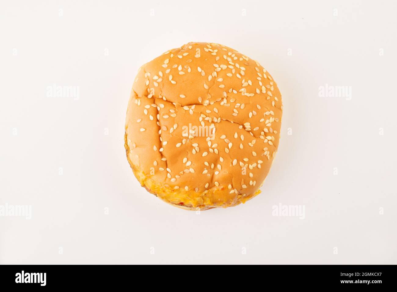 top view of burger isolated on white background Stock Photo - Alamy