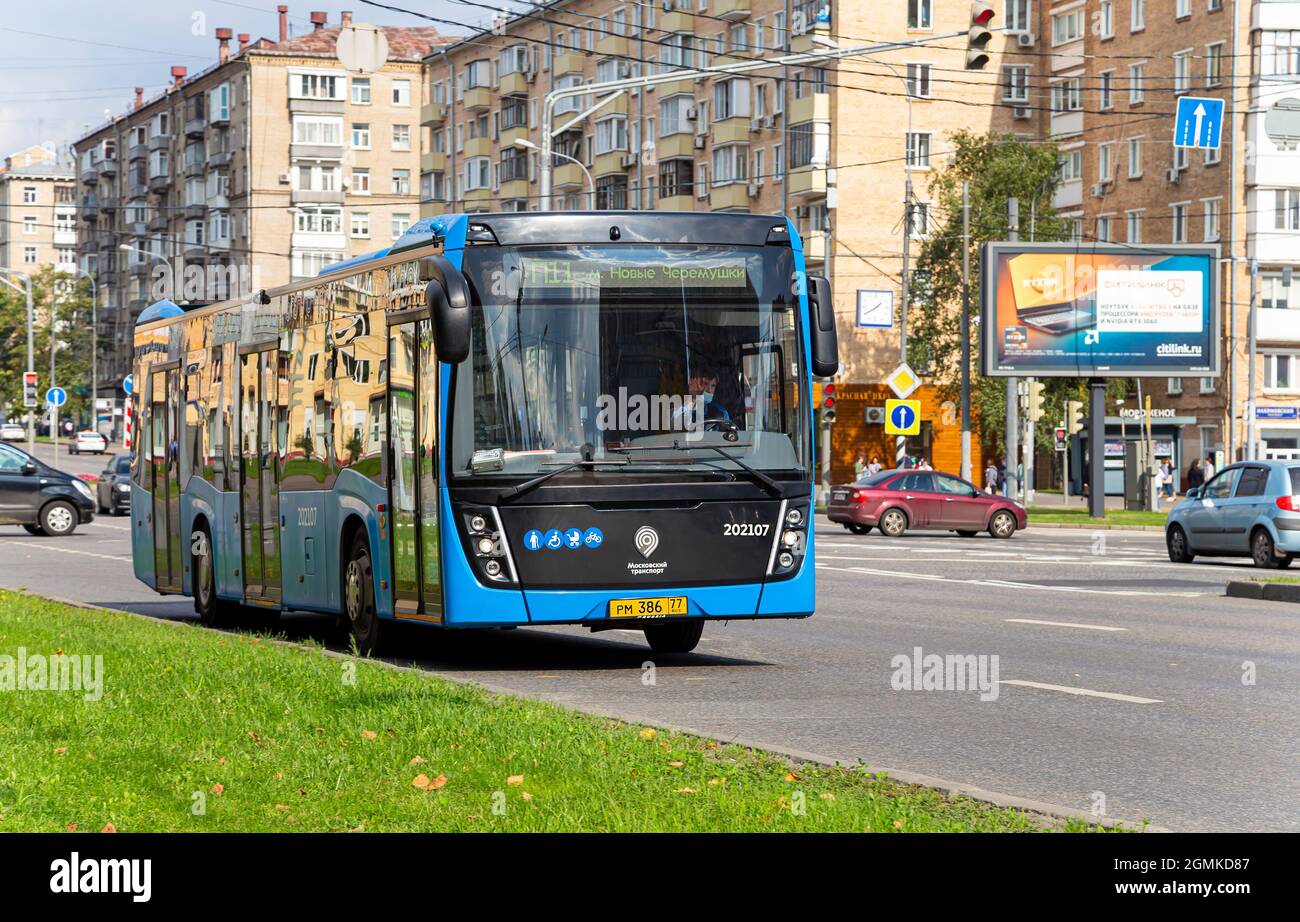 The passenger bus goes along the route. Moscow, Russia Stock Photo - Alamy