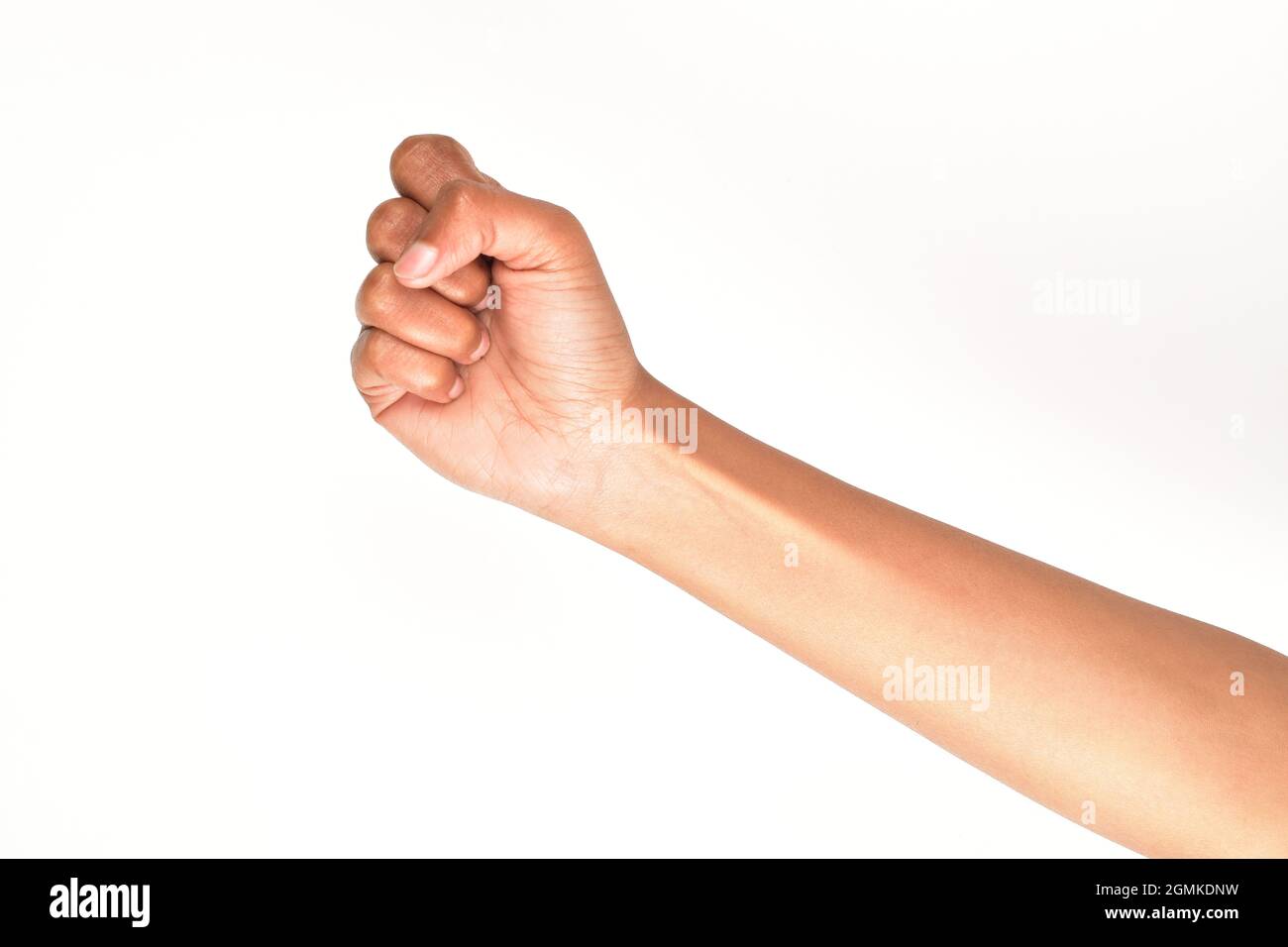 girl punching hand isolated on white background Stock Photo - Alamy