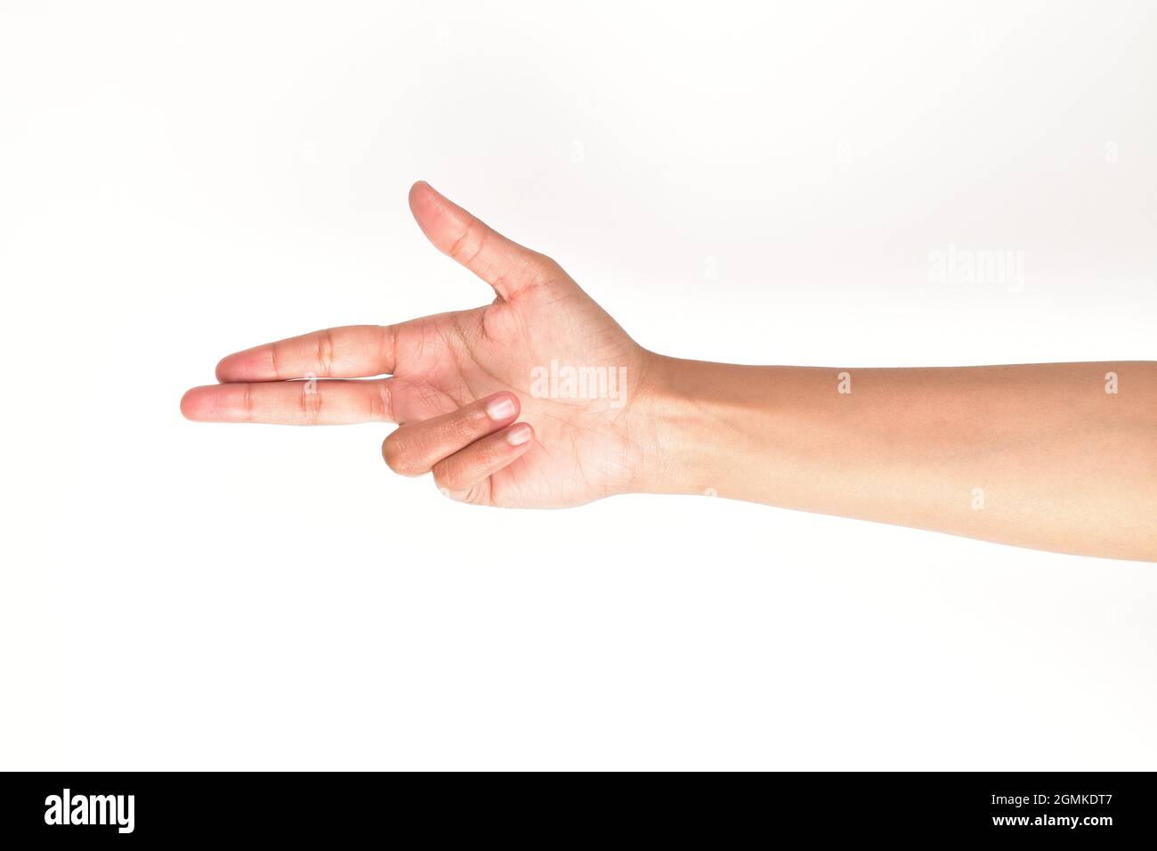 Hand Gun Gesture Isolated on White Background Stock Photo - Alamy