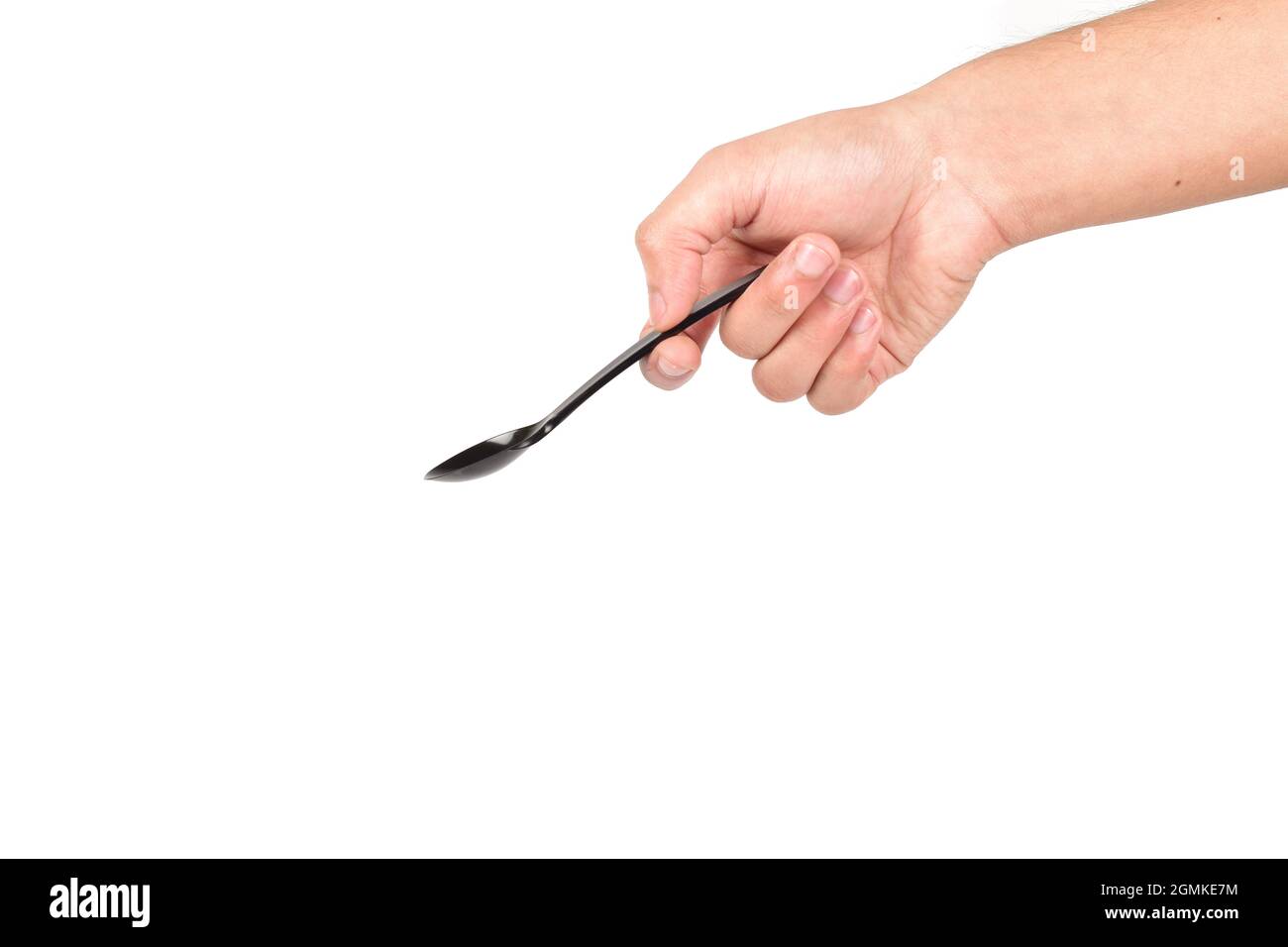 Hand Holding Plastic Spoon Isolated on White Background With Clipping ...