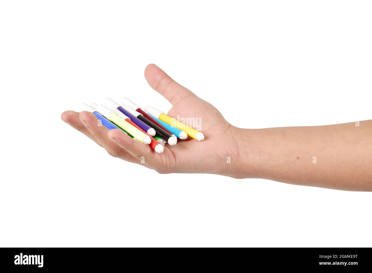 Sketch Colors in Hand Isolated on White Background with Clipping Path ...