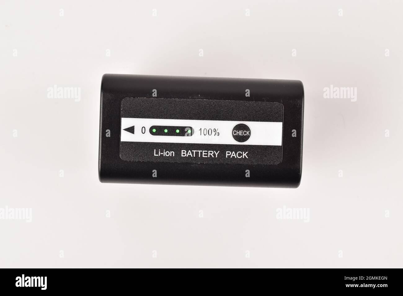 lithium ion battery on white background with indicator Stock Photo - Alamy