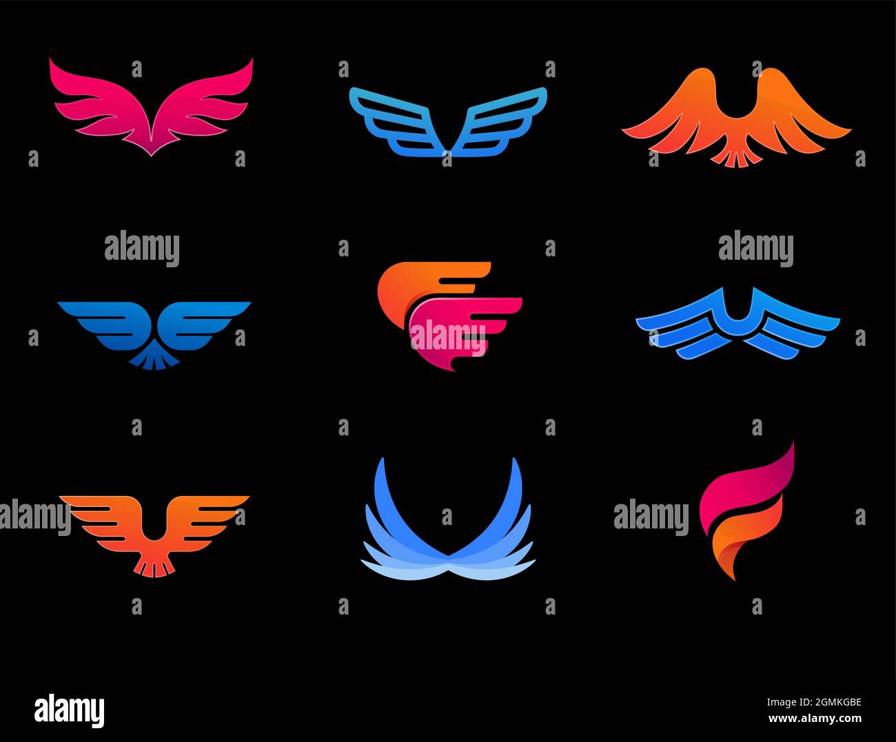 Collection of wings logos, icons and symbols. Fast delivery, motion and ...