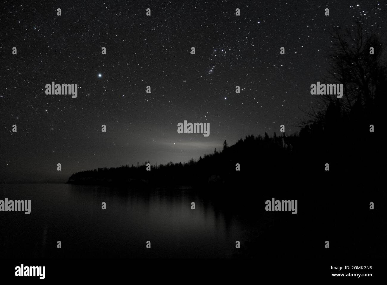 Starry night over Lake Superior, Split Rock Lighthouse, northern ...