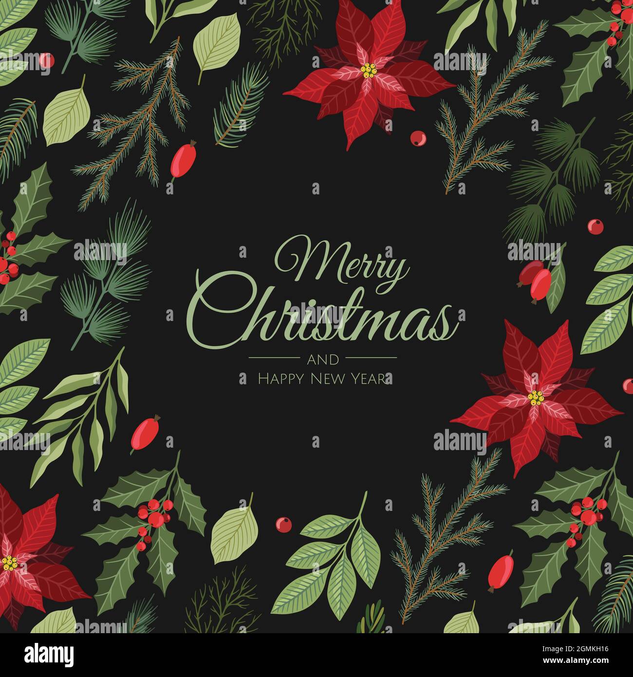 Christmas card. Great for New Year cards, banners, headers, party ...