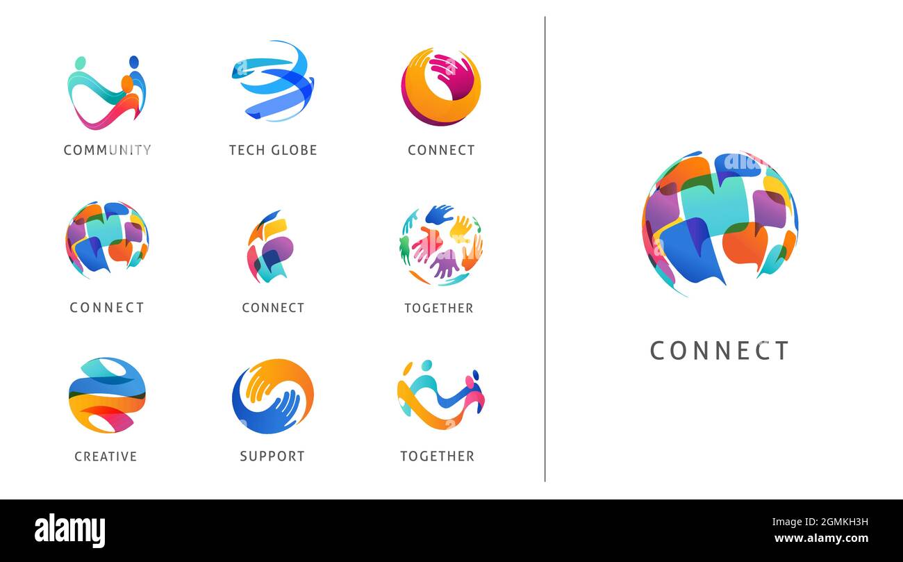 Logo set, creative, technology, biotechnology, tech icons concept ...