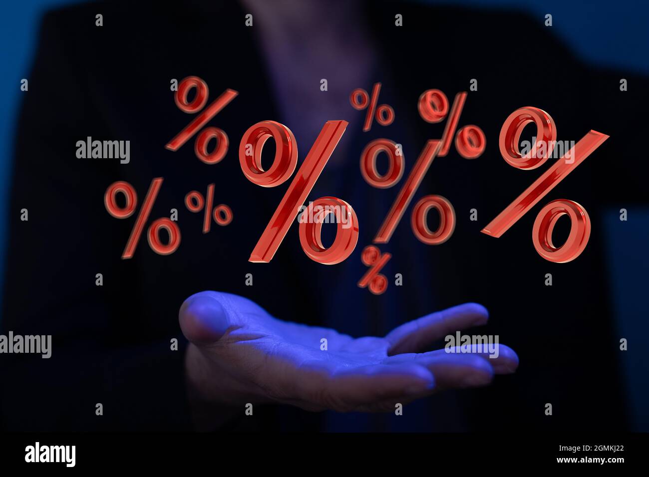 A 3D rendering of percent symbols; Interest rate and mortgage rates ...
