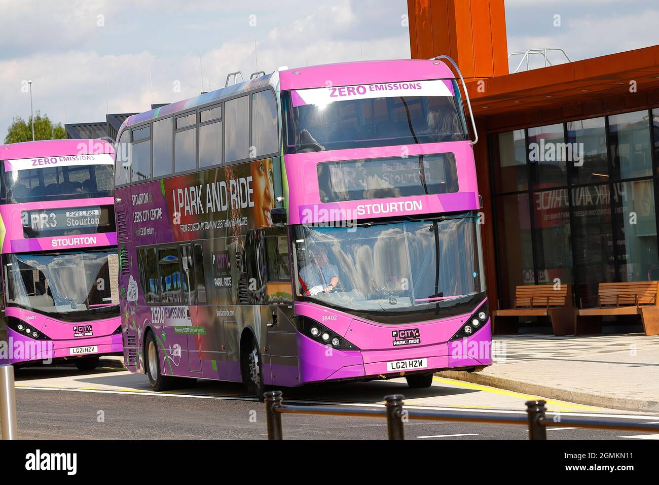 Electric buses at the newly opened Park and Ride at Stourton in Leeds ...