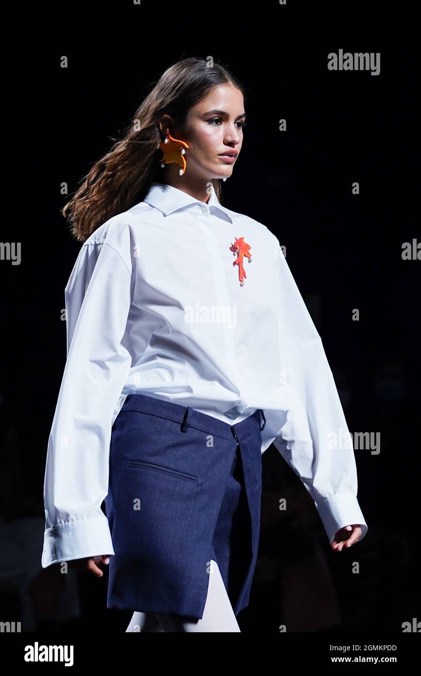 Madrid, Spain. 19th Sep, 2021. A model walks the runway at the Puzzle ...