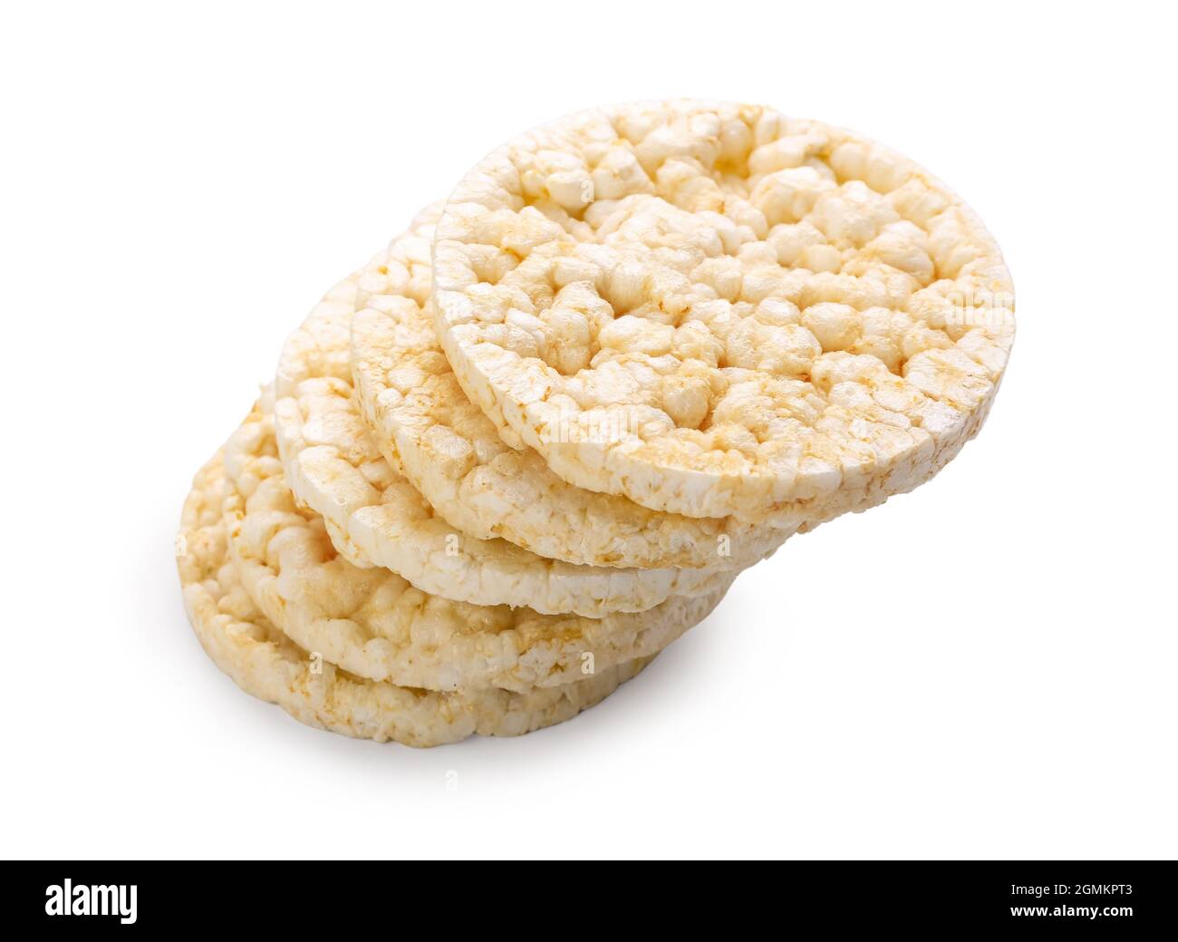 Stack of crunchy rice crackers on white background Stock Photo - Alamy