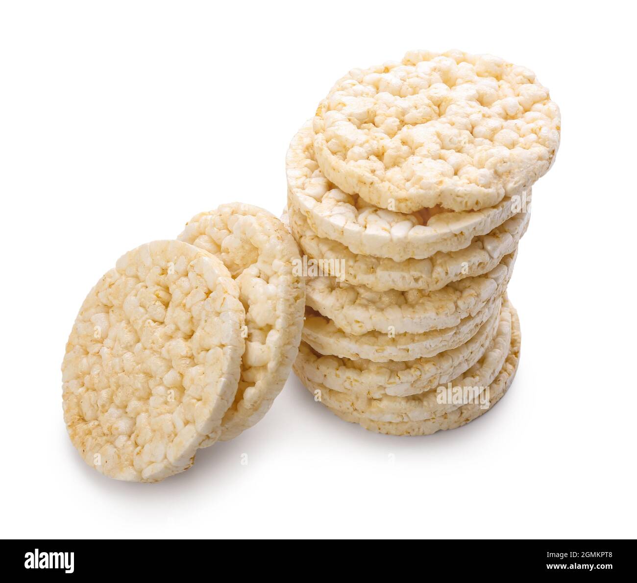 Crunchy rice crackers on white background Stock Photo - Alamy